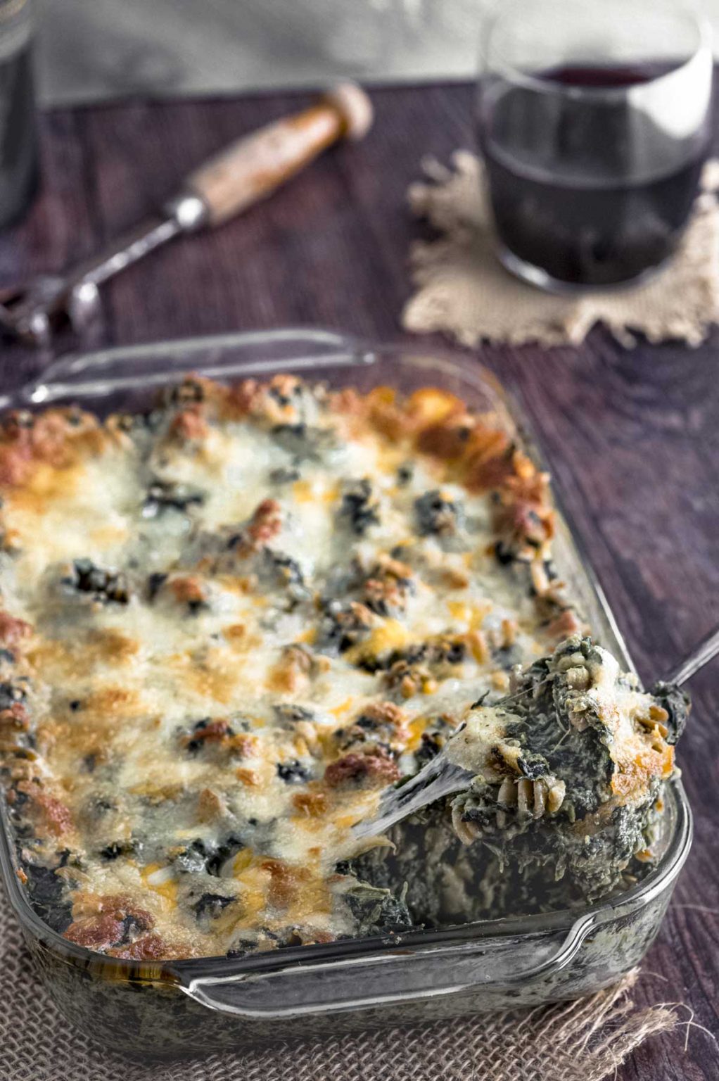 High Protein Creamed Spinach Pasta Bake - May I Have That Recipe?