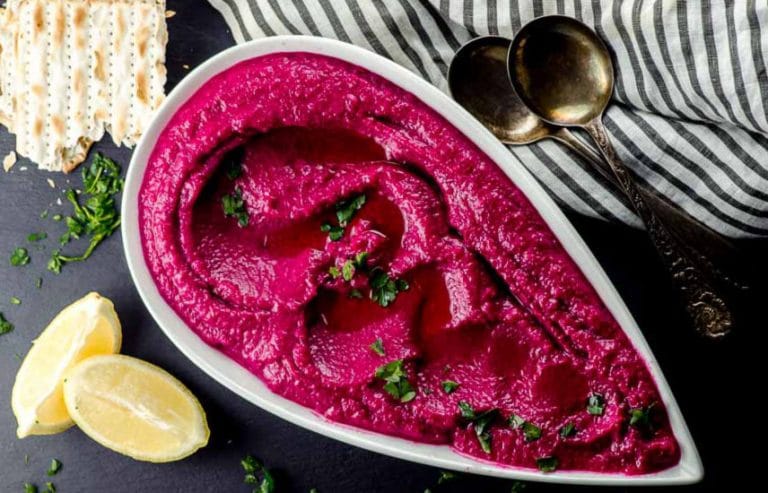 Beet Hummus Dip with roasted beetsBeet Cauliflower Dip