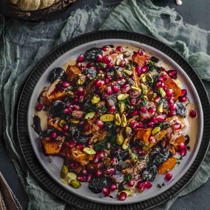Roasted Butternut Squash with Tahini, Silan, Pomegranates, and ...
