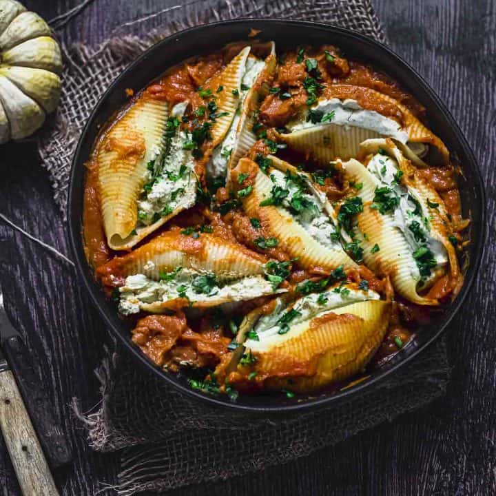 Stuffed Shells in Savory Pumpkin Sauce - May I Have That Recipe?