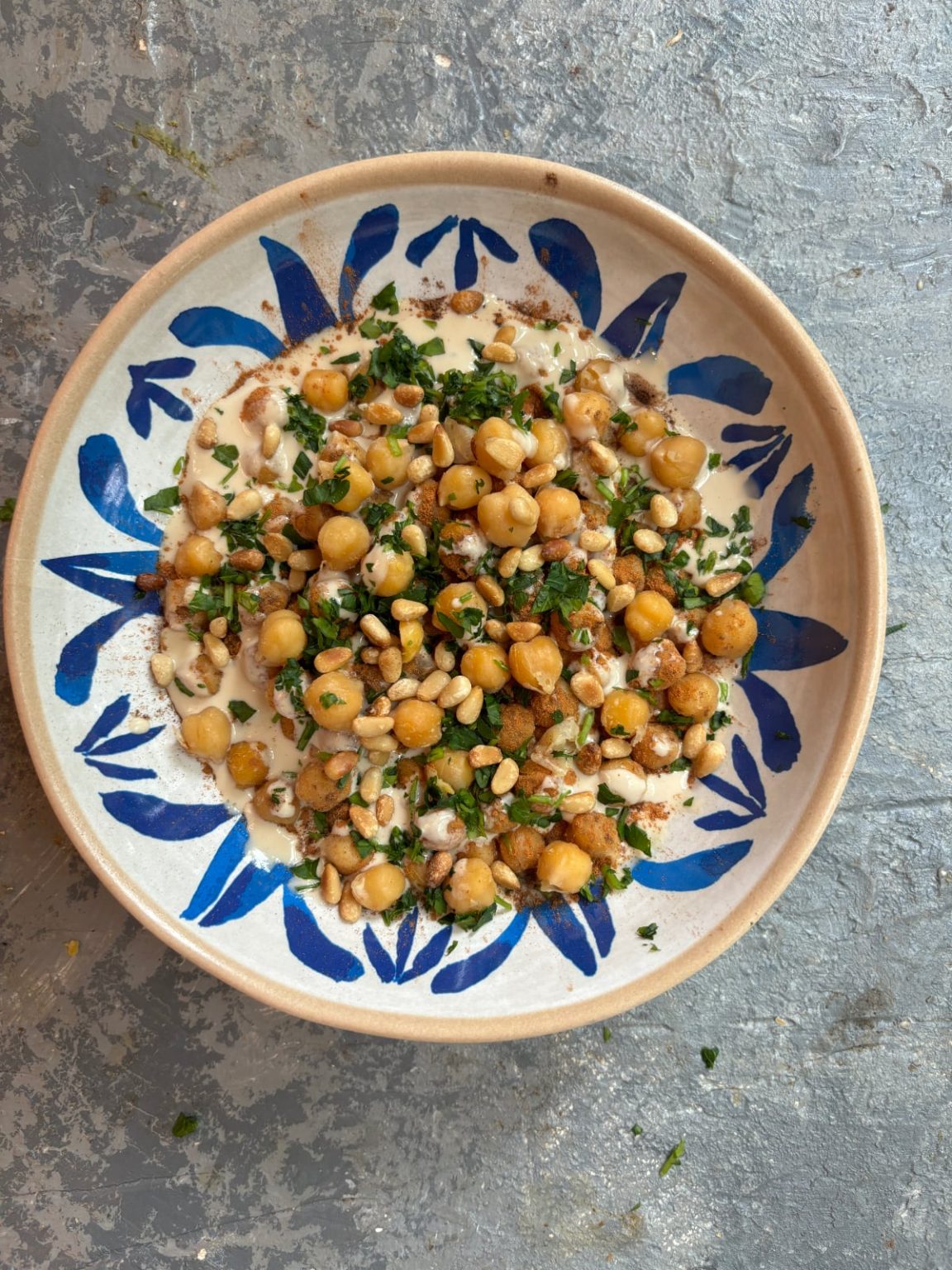 Masabacha-Warm chickpeas with tahini sauce and pine nuts - May I Have ...